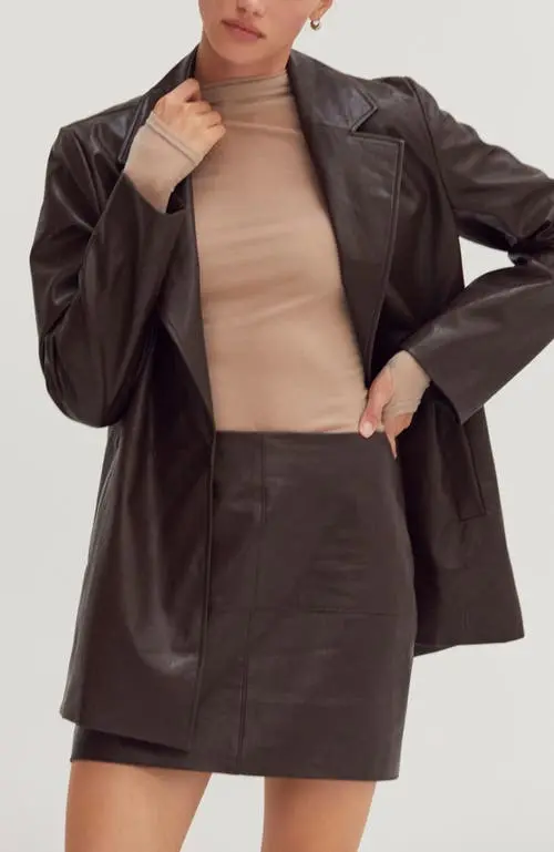 CRESCENT Faux Leather Oversized Blazer