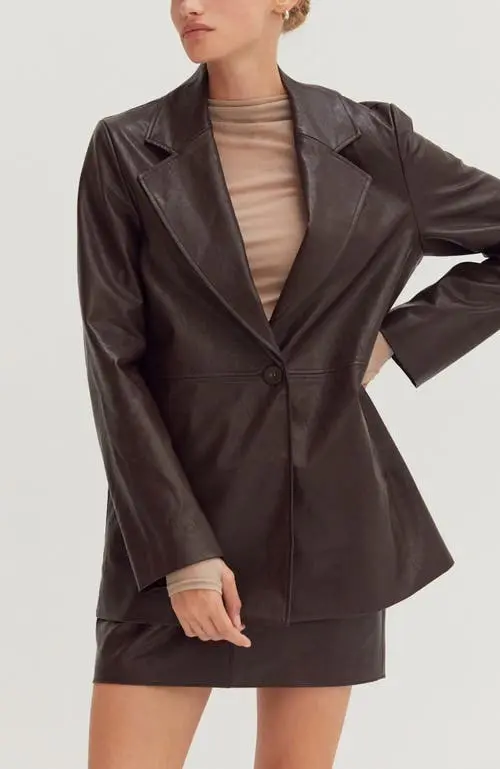 CRESCENT Faux Leather Oversized Blazer