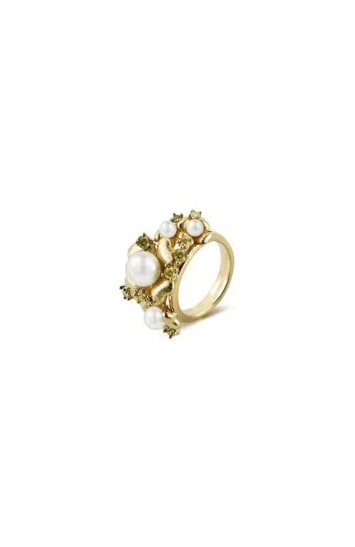 RC RETRO CHIC Garden Blossom Wide Ring - Gold & White & Yellow