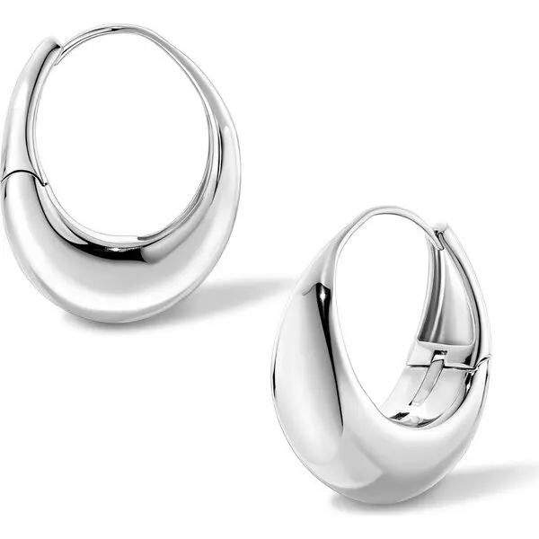 RETRO CHIC Drop Hoop Earrings - Silver