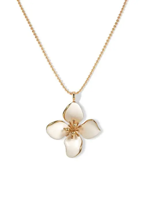 RC RETRO CHIC Large Iris Blossom Pendant Necklace - White & Gold