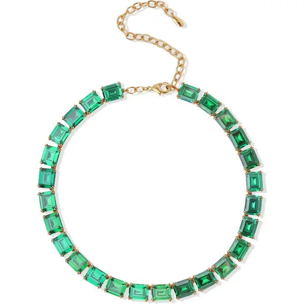 RC RETRO CHIC Zirconia Statement Necklace - Green & Gold