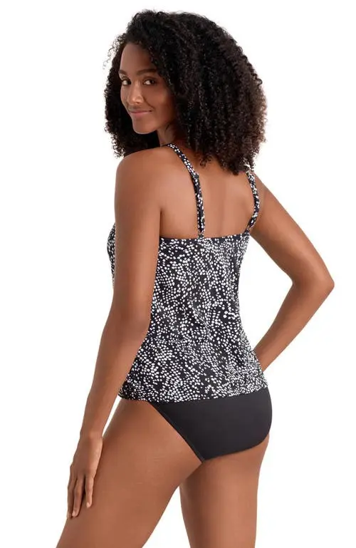 SHAPESOLVER High Neck Tankini Swimsuit Top - Pebble Beach