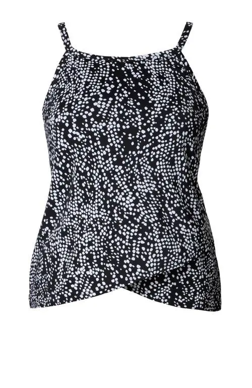 SHAPESOLVER High Neck Tankini Swimsuit Top - Pebble Beach