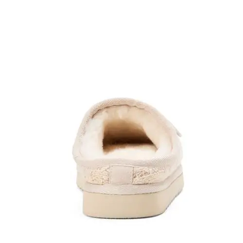 DEARFOAMS Fireside Greta Genuine Shearling Knit Clog Slipper - Bone