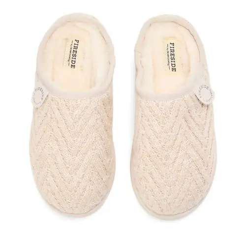DEARFOAMS Fireside Greta Genuine Shearling Knit Clog Slipper - Bone