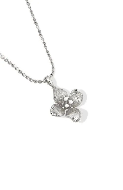 RETRO CHIC Iris Blossom Pendant Necklace - Silver