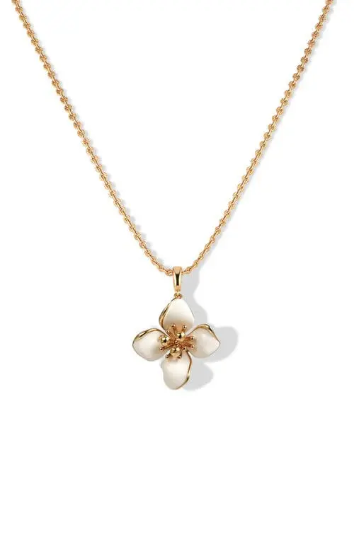 RC RETRO CHIC Iris Blossom Pendant Necklace - White & Gold