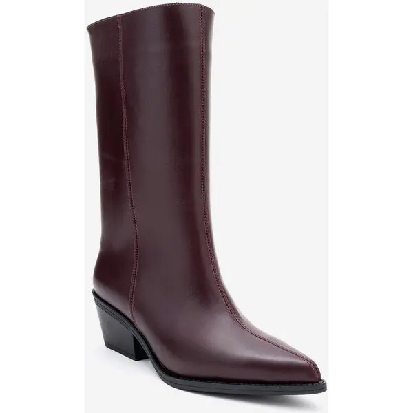 FOREVER & ALWAYS SHOES Juana Leather Pointed Toe Boots - Burgundy Leather