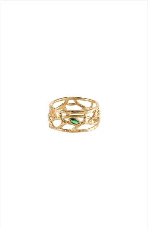 RC RETRO CHIC Verdant Whisper Statement Ring - Gold & Green