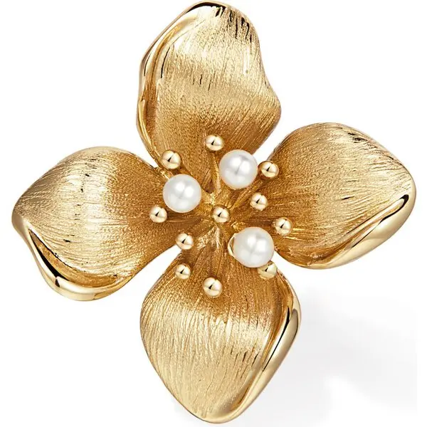 RC RETRO CHIC Blossom Brooch - Gold & White