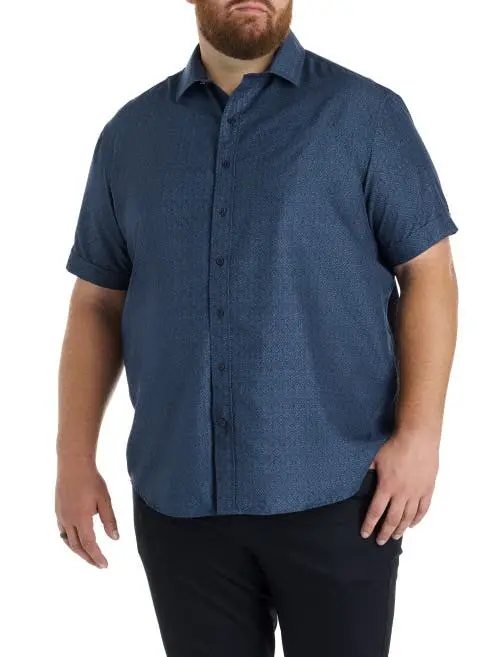 SYNRGY BY DXL Big & Tall Tribal Print Microfiber Sport Shirt - Navy