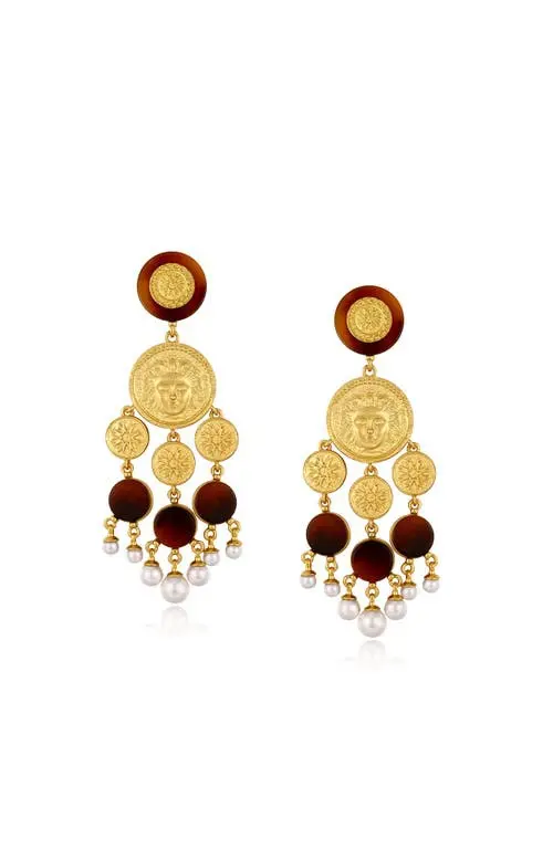 RC RETRO CHIC Retro Coin Tassel Earrings - Gold & Red