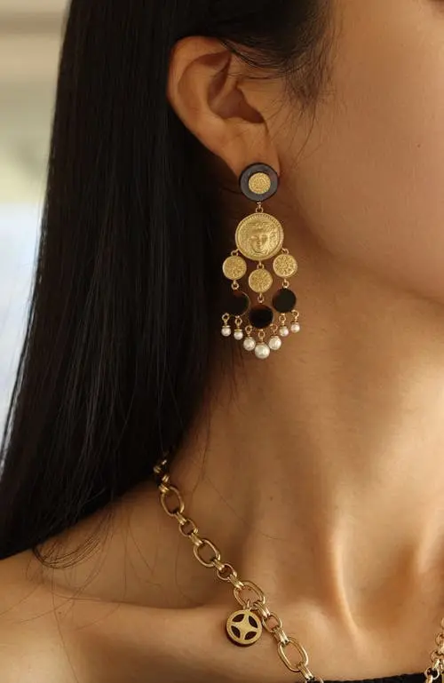 RETRO CHIC Retro Coin Tassel Earrings