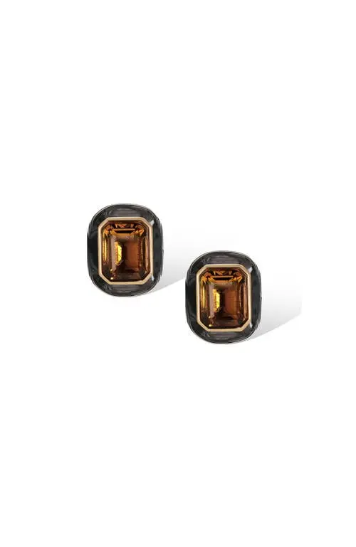 RC RETRO CHIC Roman Night Stud Earrings - Brown & Black