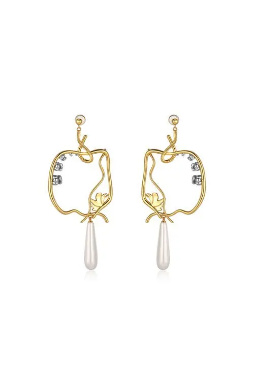 RC RETRO CHIC Lily Of The Valley Drop Earrings - Gold & White