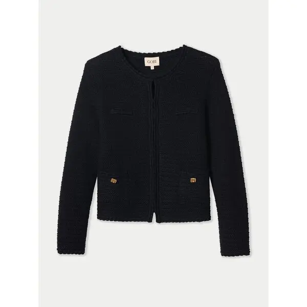 Gobi Cashmere Textured Knit Cashmere Jacket-style Cardigan - Black