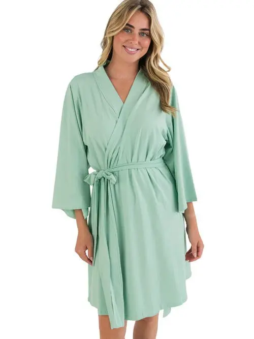 RUFFLEBUTTS Modal Blend Maternity Robe - Sage