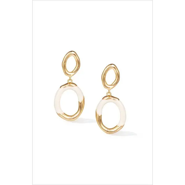 RC RETRO CHIC Time Ripples Round Hoop Earrings - White & Gold