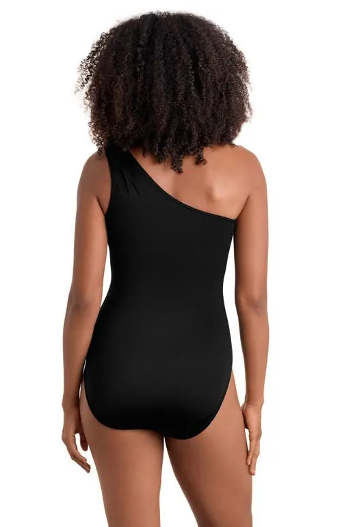 SHAPESOLVER One-shoulder One-piece Swimsuit - Leaf Sensation