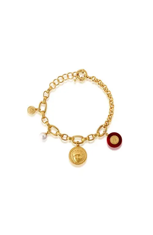 RC RETRO CHIC Coin Charm Bracelet - Gold & Red