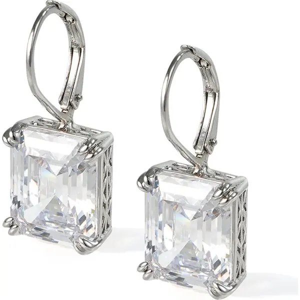 RC RETRO CHIC Cz Drop Earrings - Sliver & Crystal Clear
