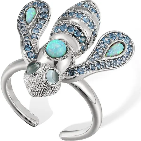 RC RETRO CHIC Honey Bee Stone Ring - Silver & Blue