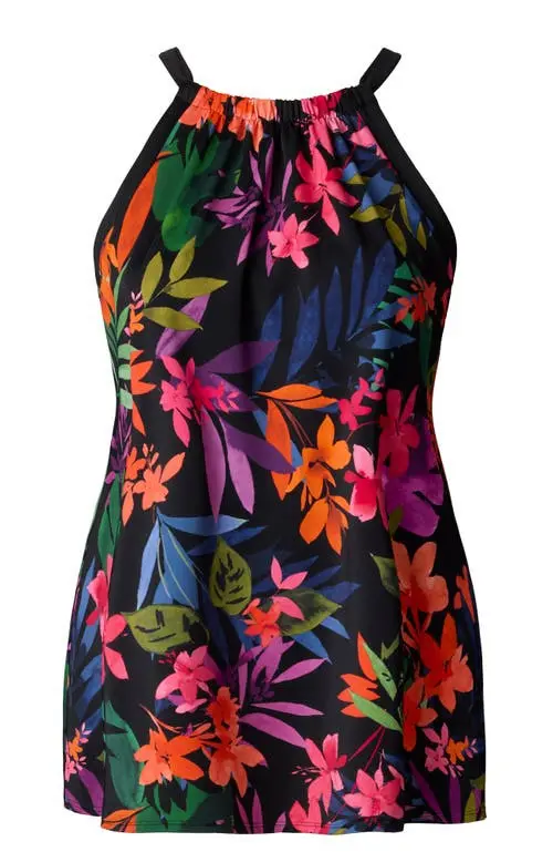 SHAPESOLVER Halter Neck Swim Dress