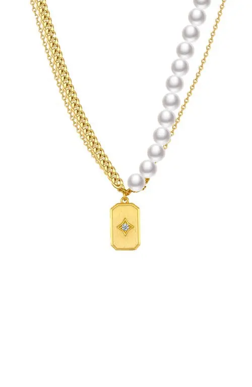 RC RETRO CHIC Star Shields Layered Necklace - Gold & White