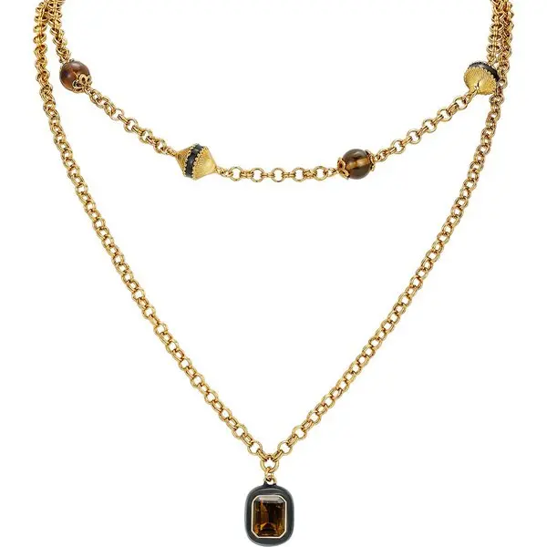 RETRO CHIC Roman Night Necklace Set - Brown & Gold