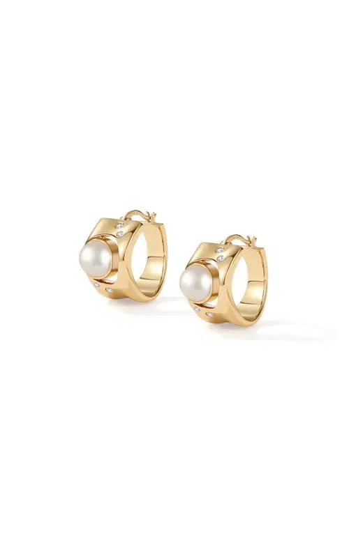 RC RETRO CHIC Dawn Light Pearl Hoop Earrings - Gold & White