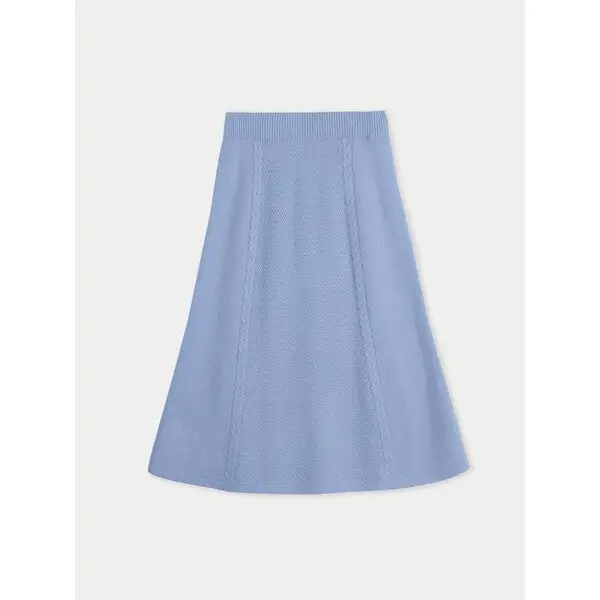 Gobi Cashmere A-line Cashmere Knitted Skirt - Dusty Blue