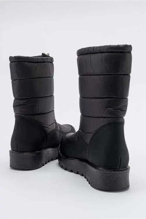 PROLOGUE SHOES Zip-up Mid-calf Snow Boots - Black Faux Leather