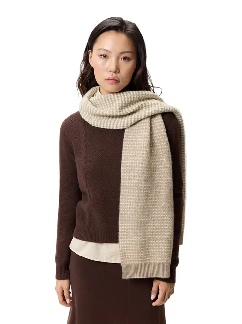 Gobi Cashmere Cashmere Waffle Knit Scarf - Warm Grey