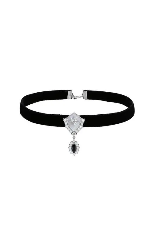 RC RETRO CHIC Architectural Choker - Black & Sliver&crystal Clear