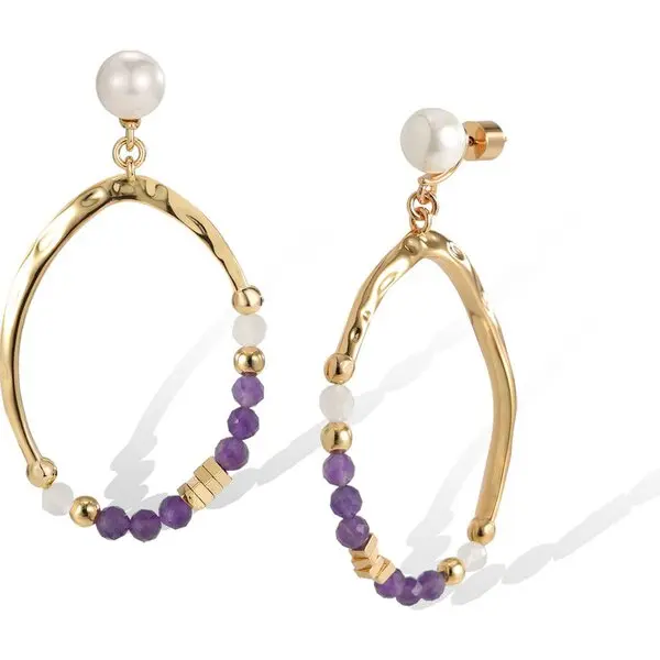 RC RETRO CHIC Poseidon Earrings - Purple & White & Gold