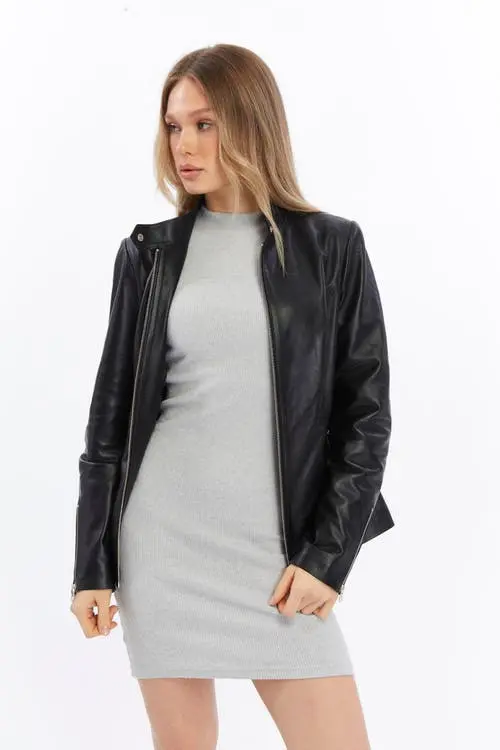 FURNIQ UK Elspeth Leather Jacket - Black