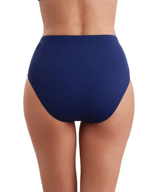 SHAPESOLVER Brief Swimsuit Bottom - Navy Blue