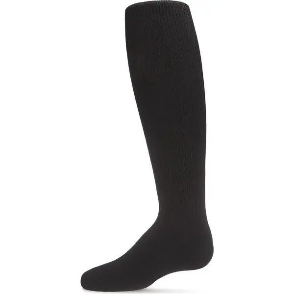 MEMOI Thin Ribbed Cotton Tights - Black