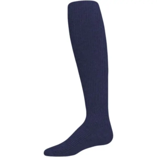 MEMOI Thin Ribbed Cotton Tights - Navy