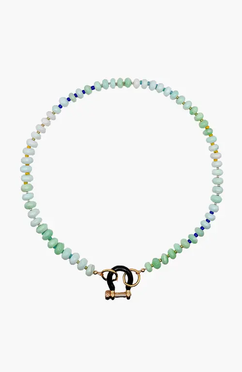 SHOP SPICY DAN Opal Necklace With Gold Plated Hardware - Blue-green