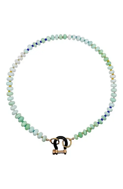 SHOP SPICY DAN Opal Necklace With Gold Plated Hardware - Blue-green