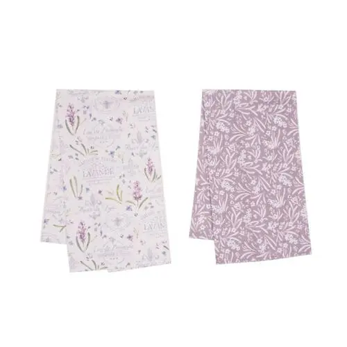 C&F HOME Lavender Provence Eau De Lavande Botanical Kitchen And Bathroom Graphic Print Hand Towels Set Of 2 - Purple