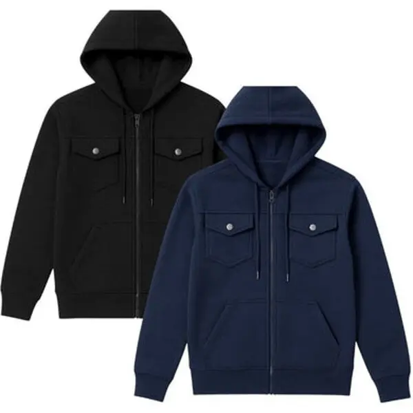 BENBEN Two Heavyweight Zip Hoodies - Black/navy