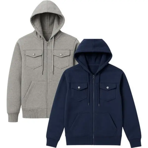 BENBEN Two Heavyweight Zip Hoodies - Charcoal/navy