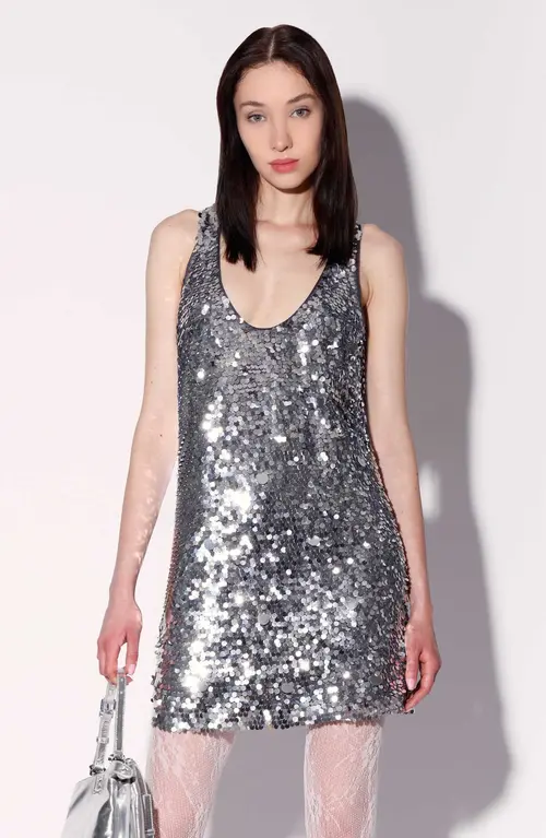 Walter Baker Sequin Mini Dress - Silver Sequin