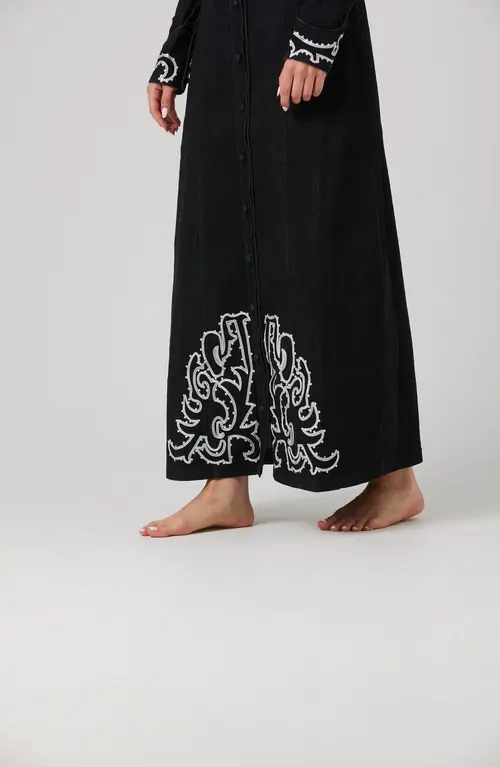BY TESS COLLECTION Wren Embroidered Dress - Black Denim