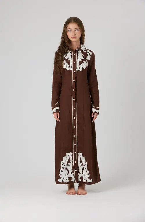BY TESS Wren Embroidered Dress - Brown