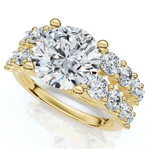 BLISS DIAMOND Certified 3 6/8ct Diamond Engagement Ring Set - 14k Yellow Gold