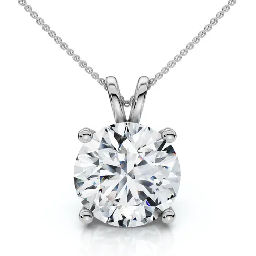 BLISS DIAMOND 1 Carat Lab Grown Solitaire Diamond Pendant Necklace - 14k White Gold